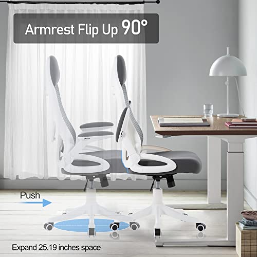NORDICANA Ergonomic Office Chair - Swivel Desk Chair with Adjustable Armrest, Lumbar Support - Mesh High Back Computer Gaming Chair, Home Office Chairs, Executive Revolving Chair (Grey)