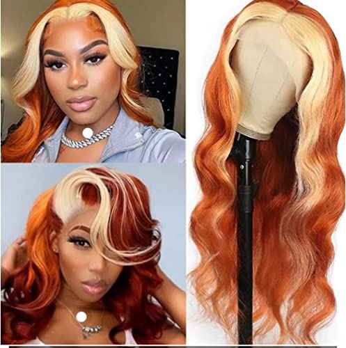 European Human Hair Straight Ginger Color Blonde Wigs Style#2 24 Inches