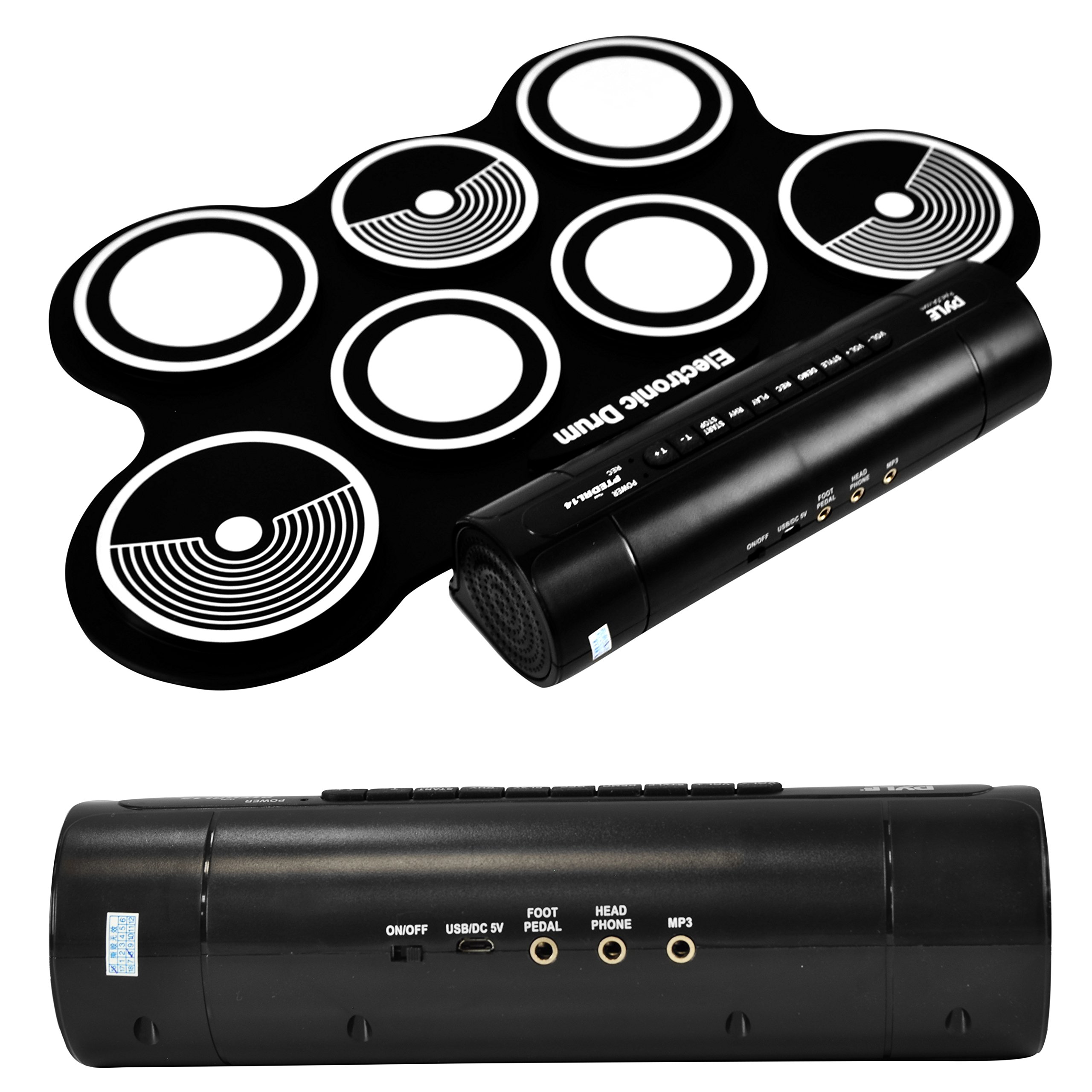 Pyle Electronic Roll Up MIDI Drum Kit W/ 9 Electric Drum Pads, Foot Pedals, Drumsticks, & Power Suppl Quick Setup Tabletop Roll Up Drum Kit Pre-Loaded W/Drum Electric Kits & Songs - AZPTEDRL14