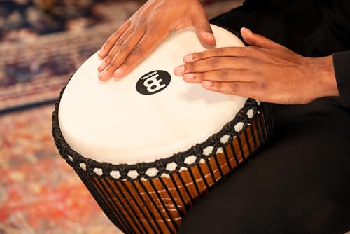 Meinl Percussion ADJ2-XL+BAG African Style Rope Tuned 13-Inch Wood Djembe with Bag, Brown