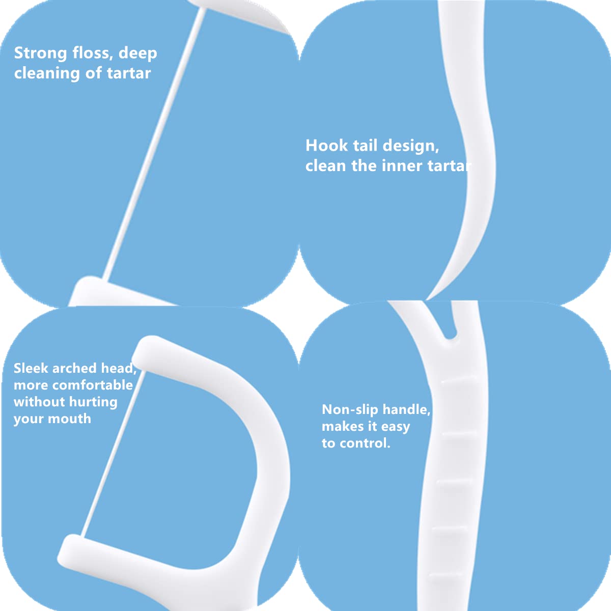 Dental Flosser Teeth Floss Picks - Elastic Floss Stick Tooth Flossing Pick with Toothpick Tail for Children Adults 50 Count