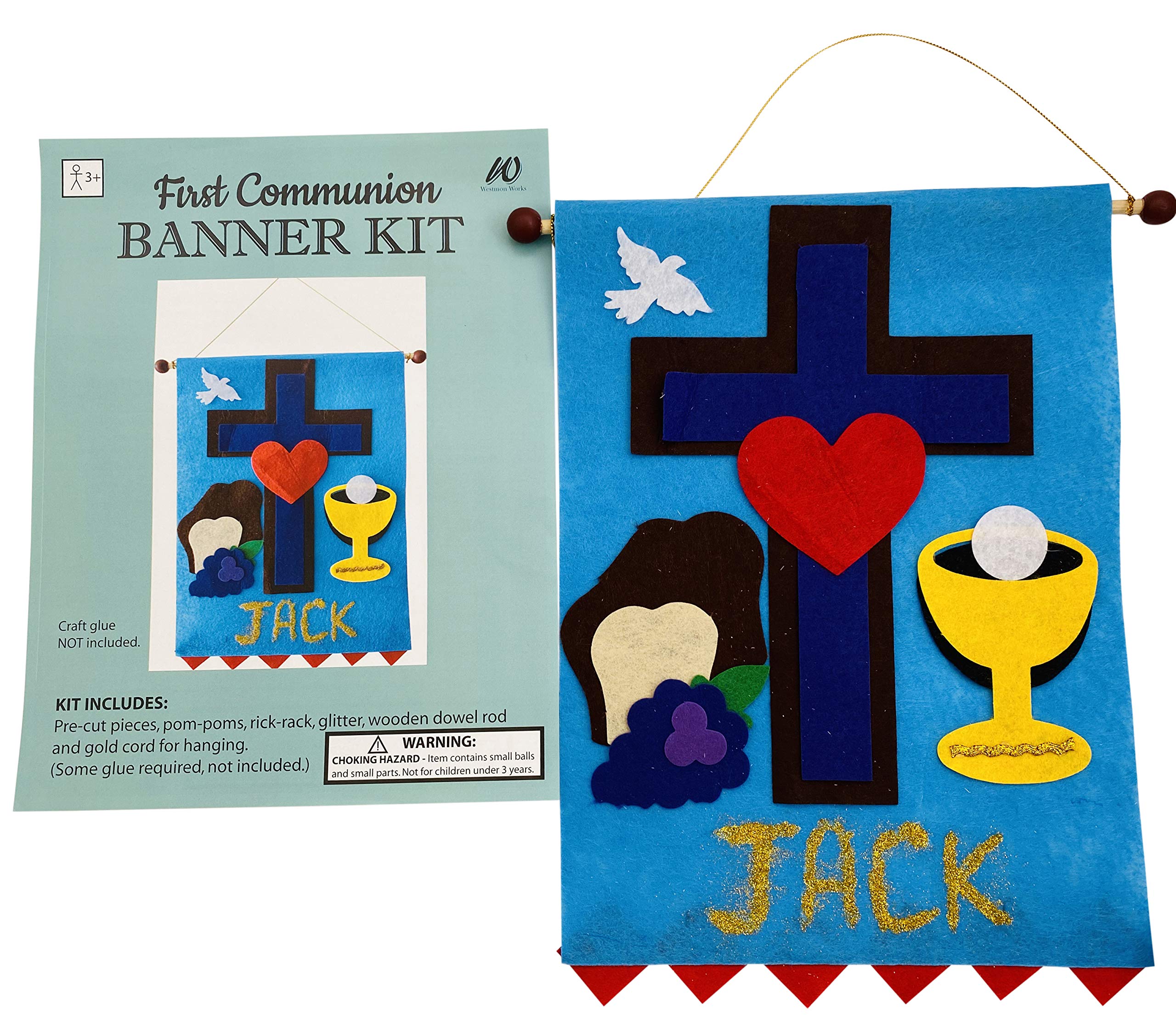 Westmon Works First Communion Banner Kit for Boys or Girls Catholic Craft Pack Pew Decoration Set