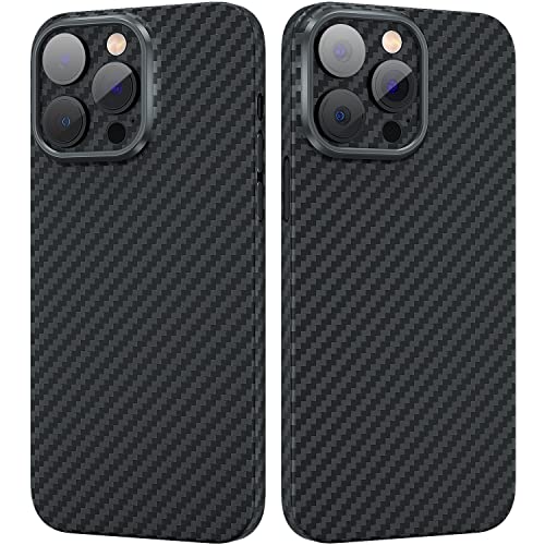 memumi Real Aramid Fiber for iPhone 14 Pro Max 6.7" Case, Sturdy Durable Carbon 0.5 mm Slim Fit for iPhone 14 Pro Max Carbon Fiber Thin Case [ Aramid Fiber] with Military-Grade Drop Protection Black