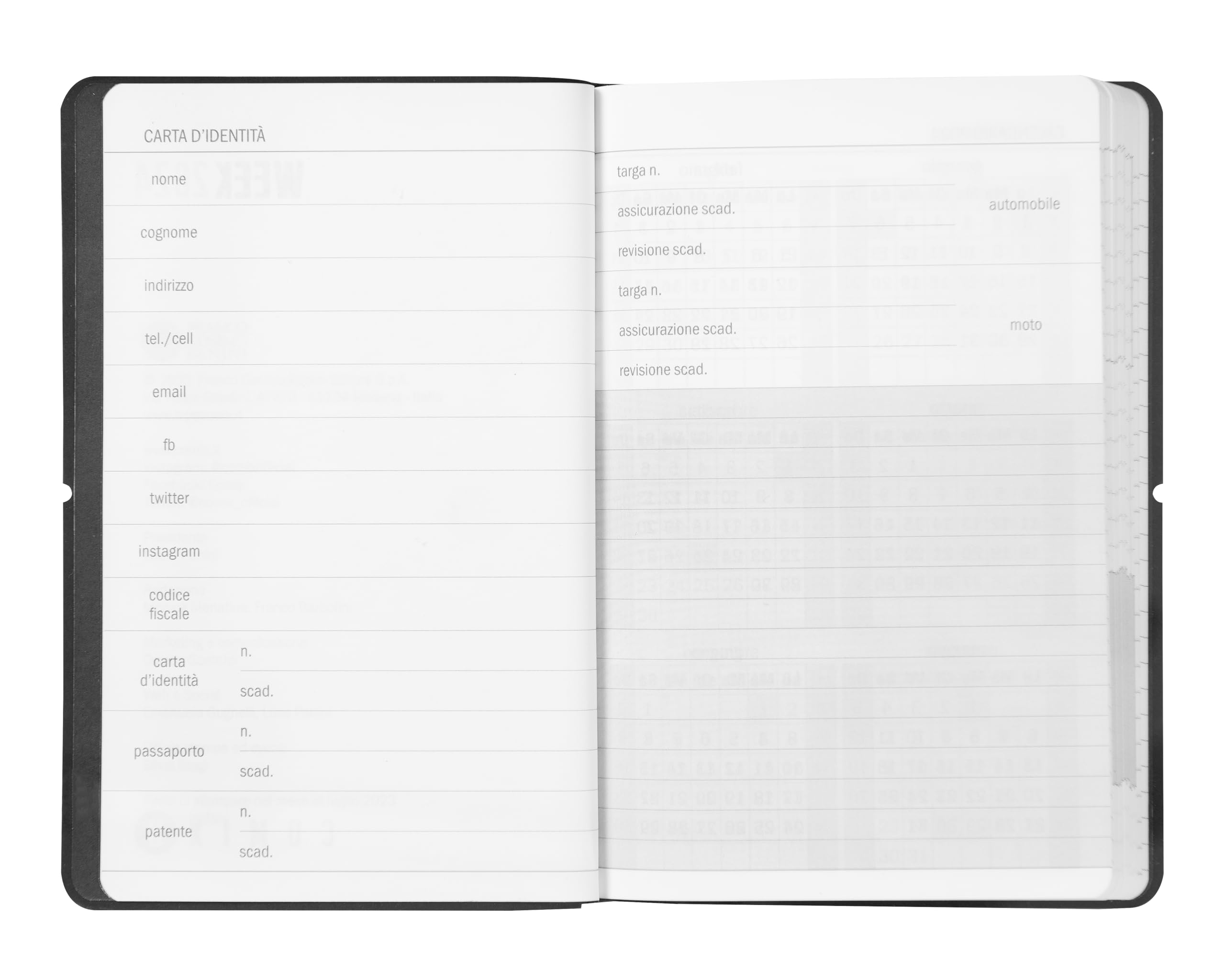 COMIX U, Medium - 2024 Weekly 12 Month Diary with Calendar, Planner, Space for Notes and Notes - 11.8 x 18h cm - Black