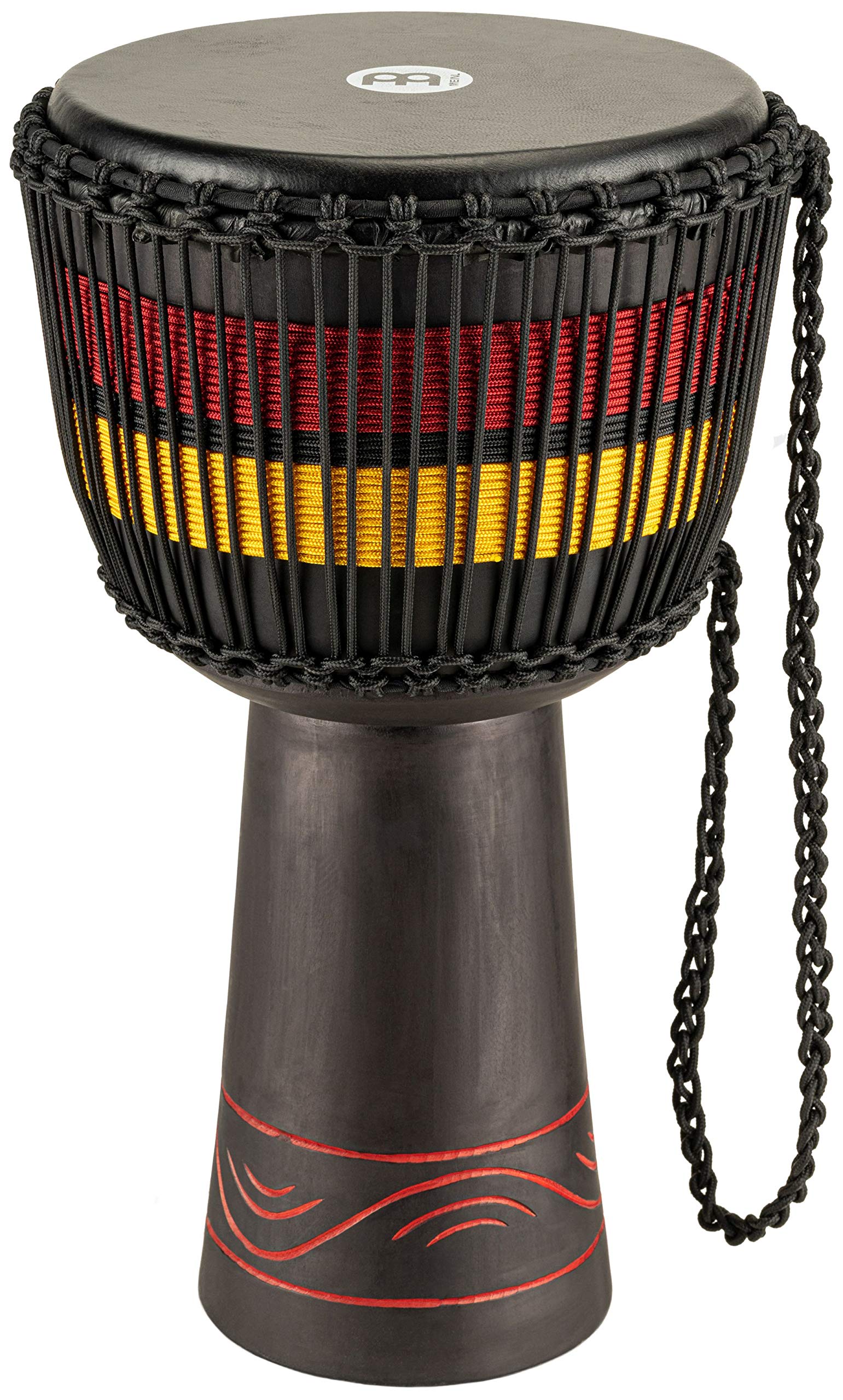 Meinl Percussion ADJ7-XL African Style Fire Rhythm Series Rope Tuned 13" Wood Djembe, Black