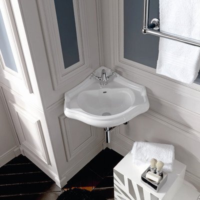 Kerasan Retro Wall Mounted Bathroom Corner Sink Faucet Mount: Single Hole