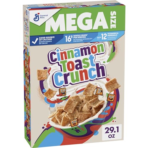 Cinnamon Toast Crunch Breakfast Cereal, Crispy Cinnamon Cereal, Mega Size, 29.1 oz Cereal Box
