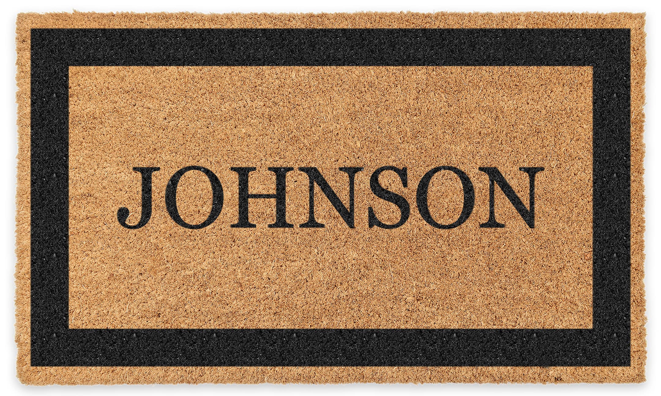 COCO MATS 'N MORE Black Single Bordered Personalized Coco Doormat 38" x 60" with Vinyl Backing | Personalized House Mats Outdoor | Minimal Shedding | Scrapes Dirt Away Effectively