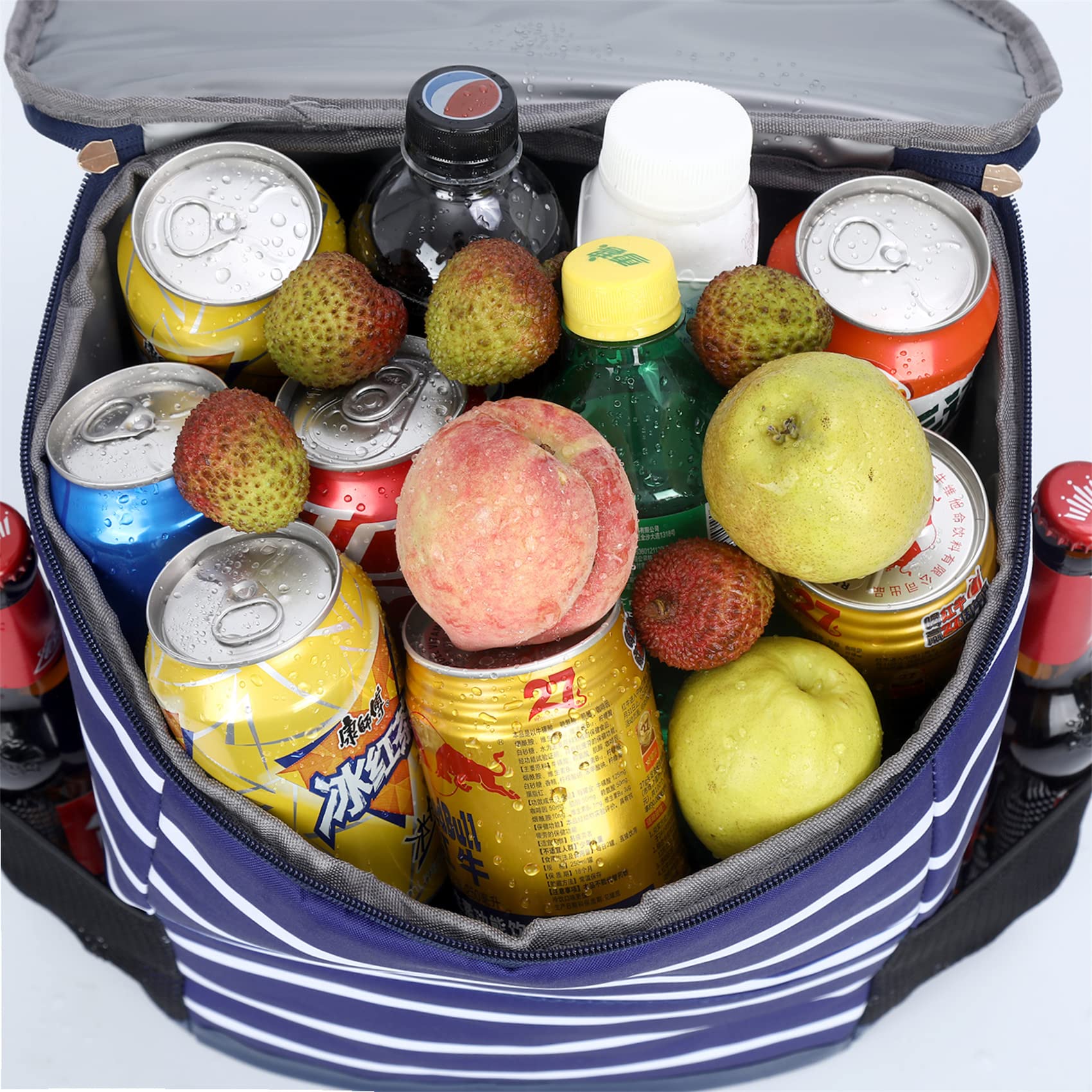 Cooler Backpack Women Stripe Leak Proof Backpack Cooler Bags Lightweight Soft Lunch Backpack with Cooler Compartment,Wine Cooler for Hiking Camping,24 cans (Stripe Cooler Backpack)…
