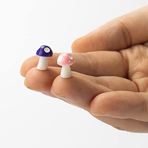 Exasinine 60 Pcs Mini Mushroom Tiny Mushroom Resin Mushroom Decor Miniature Figurines Fairy Garden Miniature Moss Landscape DIY Terrarium Crafts for Home DéCor