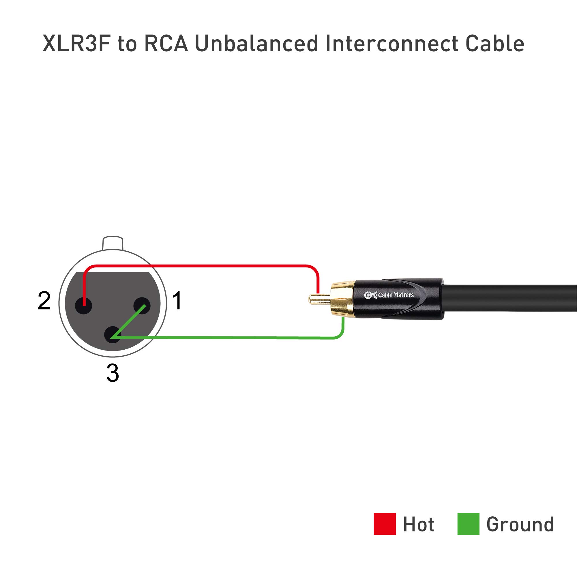 Cable Matters Unbalanced XLR to RCA Cable/Female XLR to Male RCA Audio Cable - 6 Feet