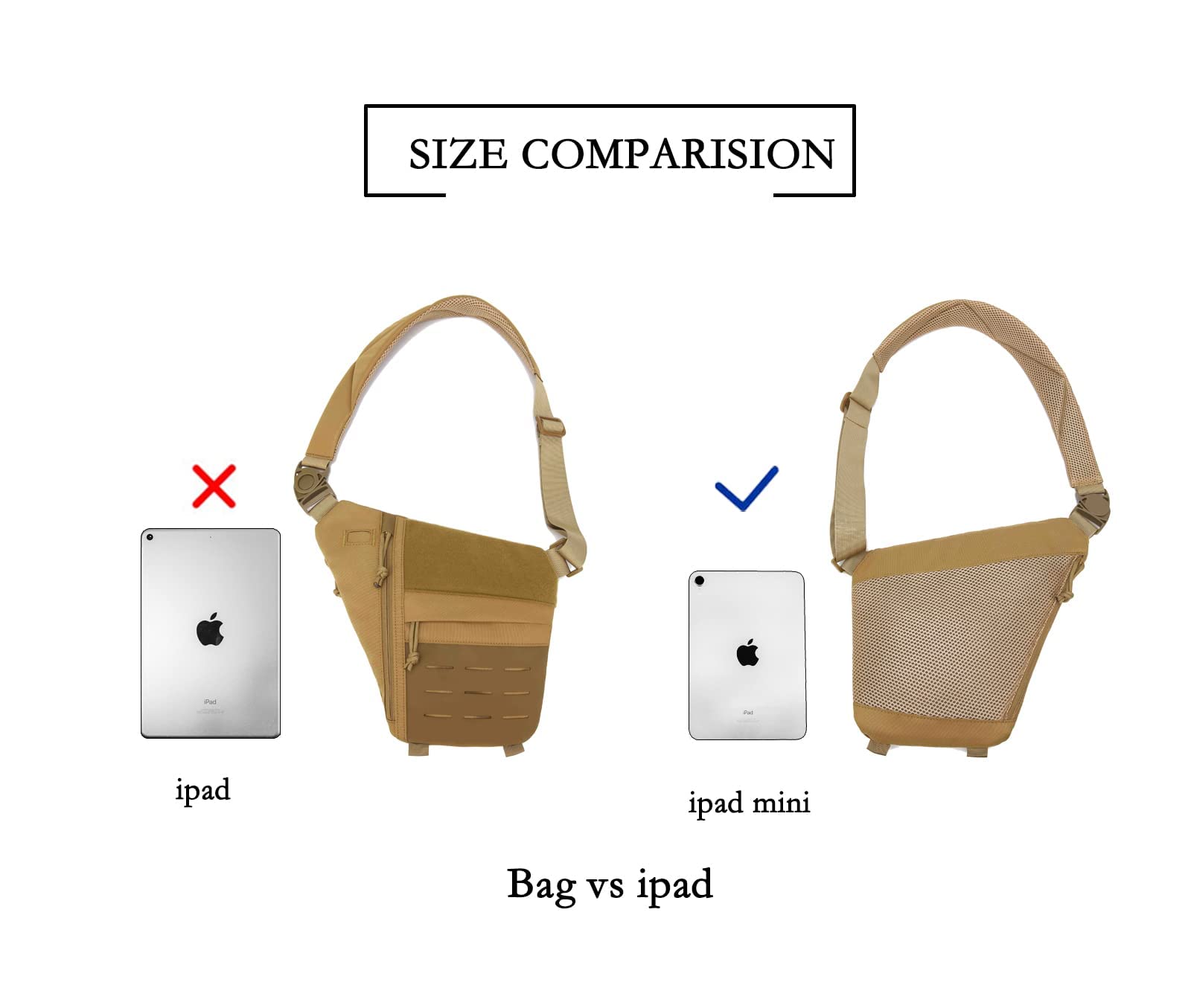 Crossbody Sling Bag for Men Women, Tactical Anti-Thief Conceal Carry Handgun Bag Stealth Personal Pocket Bag Over Shoulder Backpack w.Keychain Carabiner(CP)