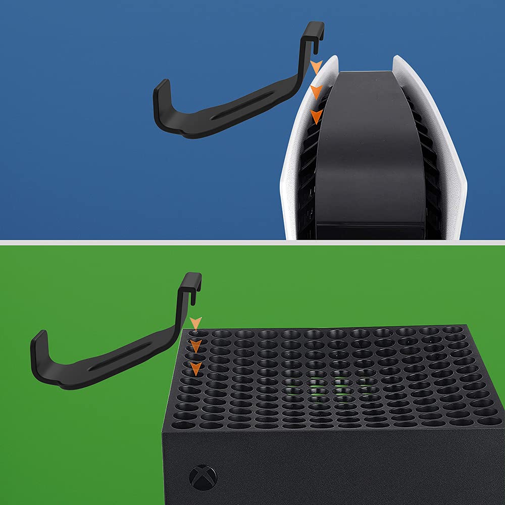 Controller Holder for PS5, arVn 2Packs Headset Hanger Holder Controller Stand Mount for Playstation 5 Console & Xbox Series X/S Controllers & Gaming Headphones, No Screws & No Adhesive Tape – Black