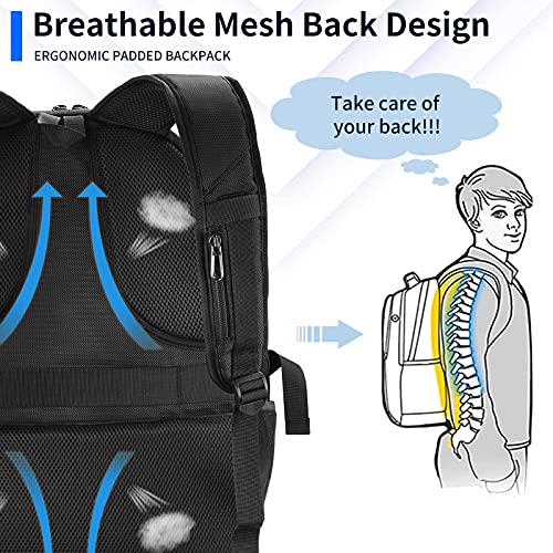 NUBILY Laptop Backpack with Cable Organizers Extra Large 17 Inch Travel Backpack Anti Theft College Business Mens Backpacks with USB Charging Port 17.3 Gaming Computer Backpack for Women Men Blue 45L
