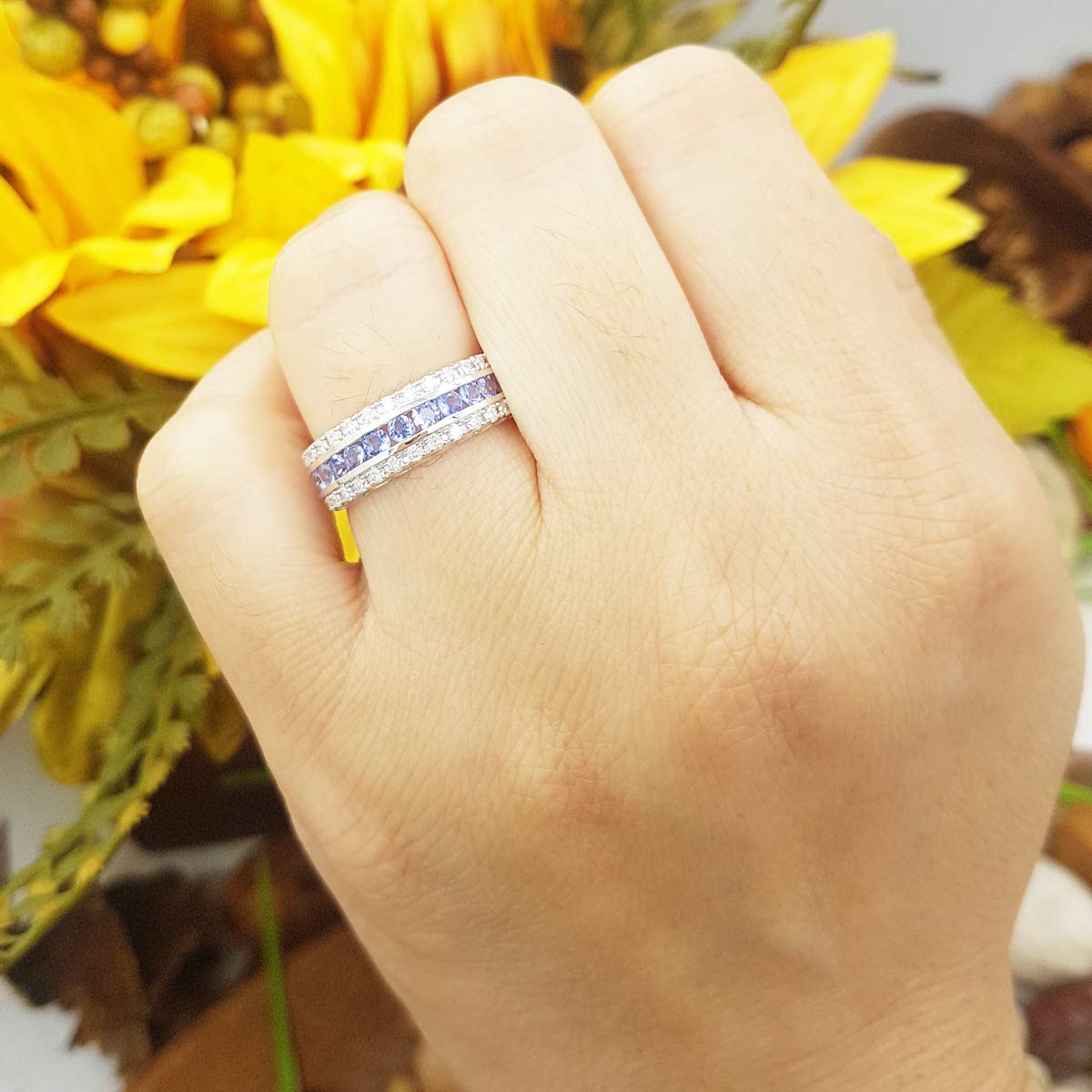 Dazzlingrock Collection Round Tanzanite & Diamond Engagement Ring for Women in 10K White Gold, Size 6.5