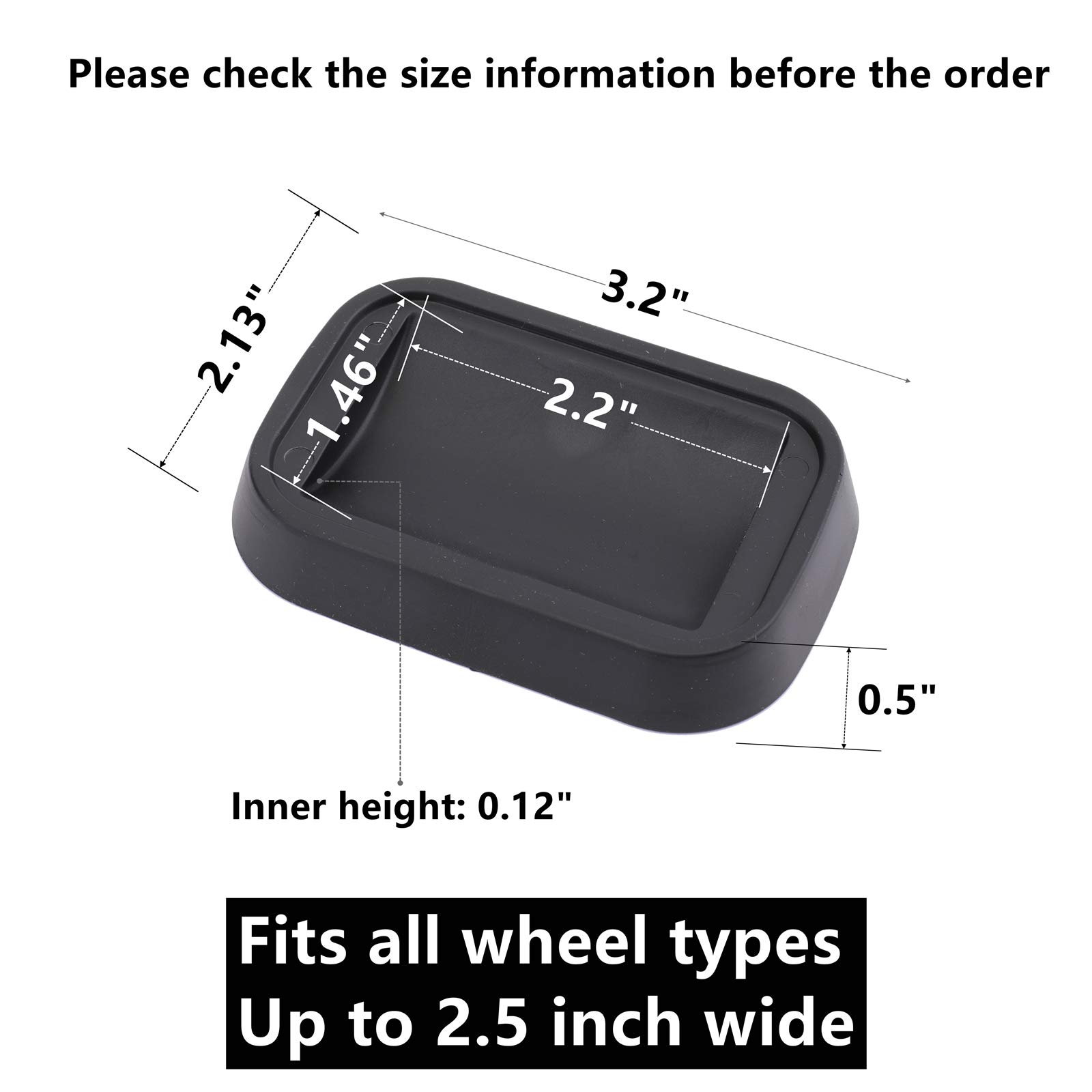 Yopay 8 Pack Bed Stopper Furniture Caster Cups, Rubber Furniture Wheel Stopper Fits to Most Wheels of Sofas, Beds, Chairs, Carpet or Durable Hard Floors, Black, Rectangular, 3'' X 2''