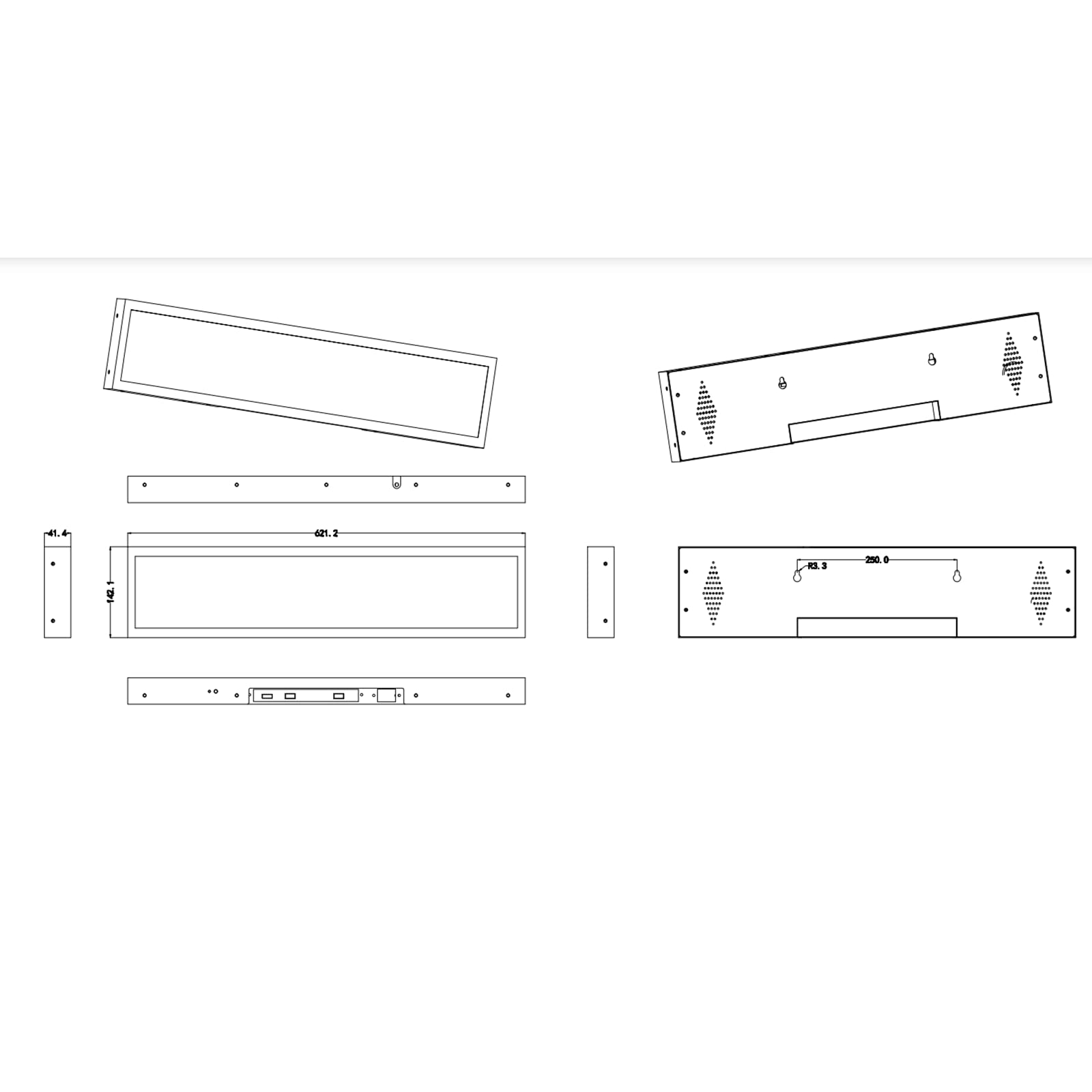 NC 24 inch Resolution 1920(RGB)×360 Supermarket Shelf Advertising Machine External Dimension 621x142x41mm with HDMI USB Input Hot Deals in The USA
