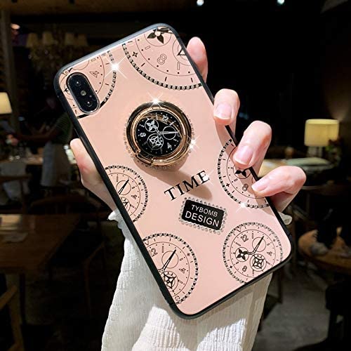 Case for Galaxy Note 10 Plus,Awin Luxurious Original Clock Watch Time Women Girls Soft TPU Shiny Rhinestone Case with Kickstand for Samsung Note 10 Plus/Note 10 Plus 5G 6.8inch (Rose Gold)