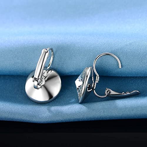 Crystals Elements Bella Drop Earrings Round for Women 18K White Gold Plated Hypoallergenic Earrings Jewelry White Crystals
