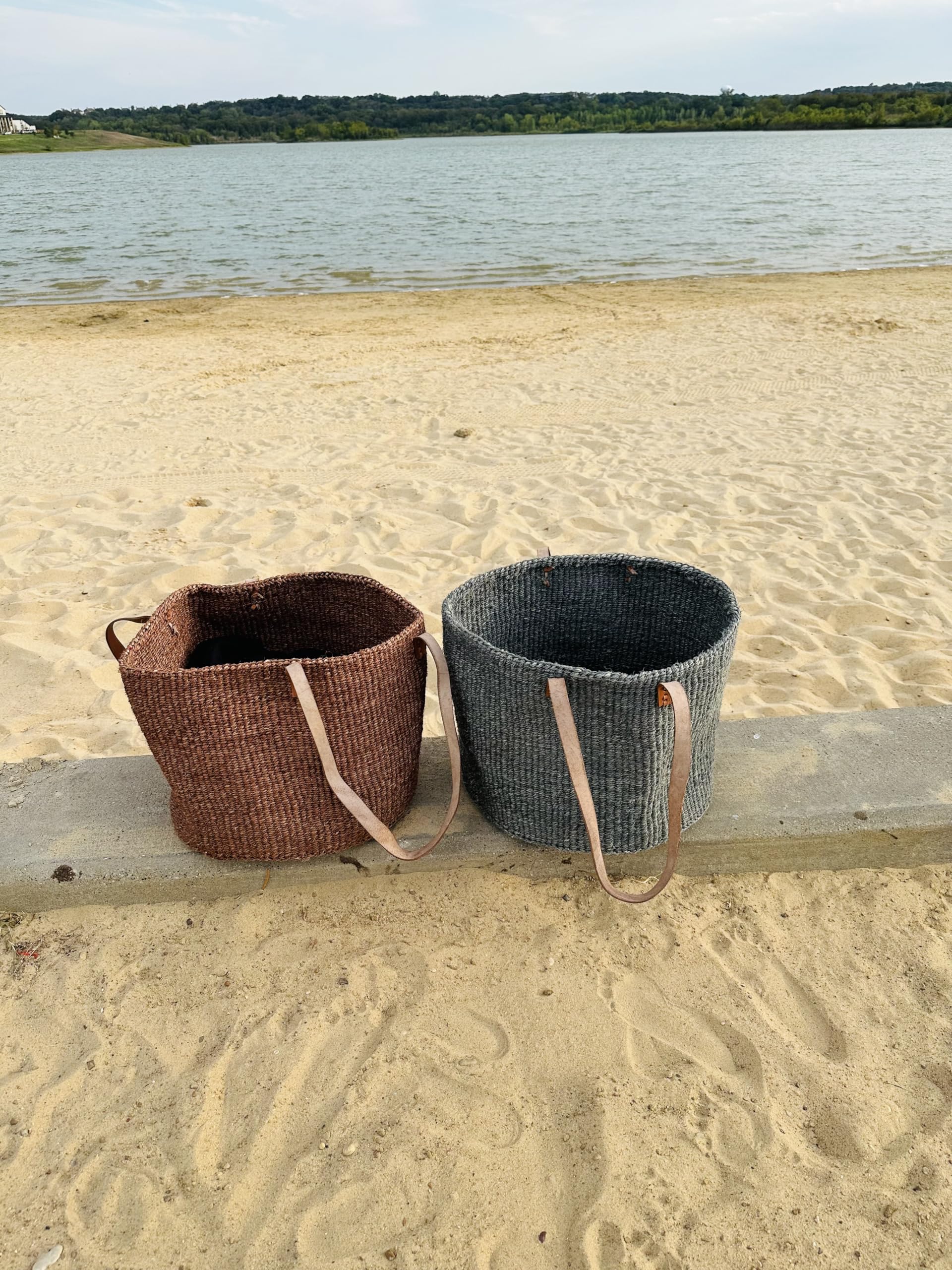 Dark Brown Mifuko Kiondo Kenya Beach Bag Shopping Bag, Picnic Bag, Storage, Floor Basket, Home Decor