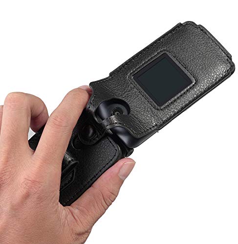 Case for Go Flip Phone, Nakedcellphone [Black Vegan Leather] Form-Fit Cover with [Built-in Screen Protection] and [Metal Belt Clip] for Alcatel Go Flip V, MyFlip, QuickFlip, AT&T Cingular Flip 2