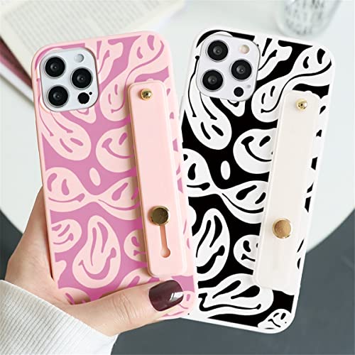 KAPUCTW 2 Pack for Oppo Realme 7 Pro 4G case with Wrist Strap, Print Pattern Wristband Holder Phone Case Soft Silicone TPU Bumper Shockproof Protective Cover for Realme 7 Pro 6.4 Inch