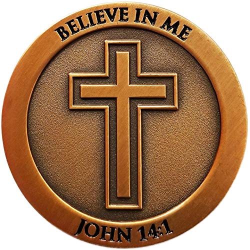Don't Be Anxious Coin, Believe in me, Worry Stone for Anxiety, Antique Gold-Color Plated Challenge Coin, He Cares for You - 1 Peter 5:7 Gift