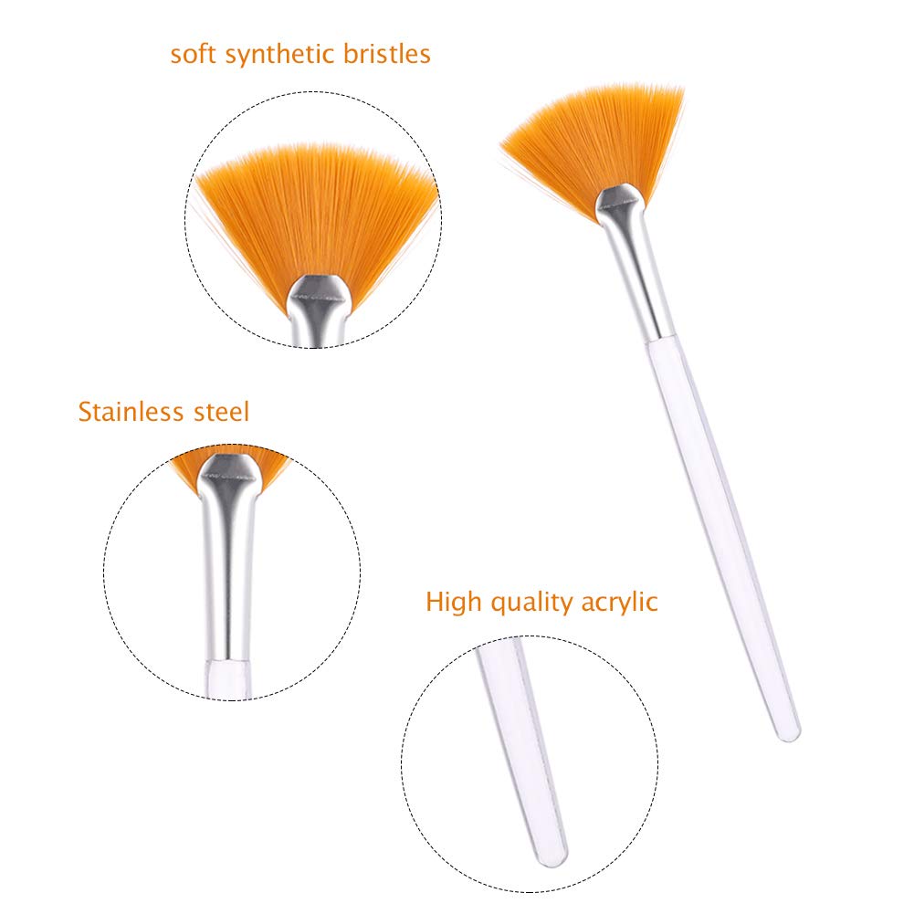 CEREALY 12 Pack Facial Fan Brushes Fan Soft Brushes Makeup Beauty Fan Brushes Acid Applicator for Glycolic Peel Masques