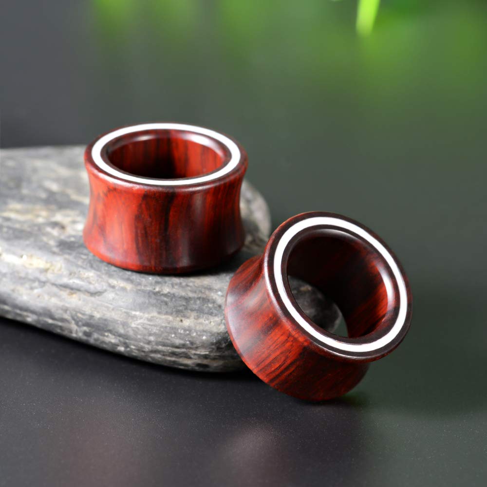 COOEAR 2 Pairs Wood Ear Gauges Eyelet Ear Tunnels Elegant Plugs Seashell Circle style Earrings Stretcher.