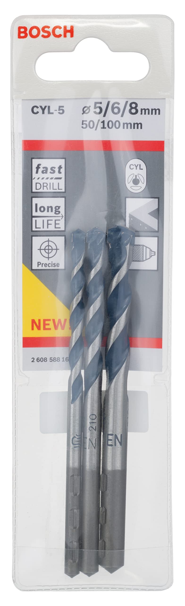 Bosch 2608588164 3 Piece Concrete -Set "CYL-5" 5-8mm Long Length Drill Bits