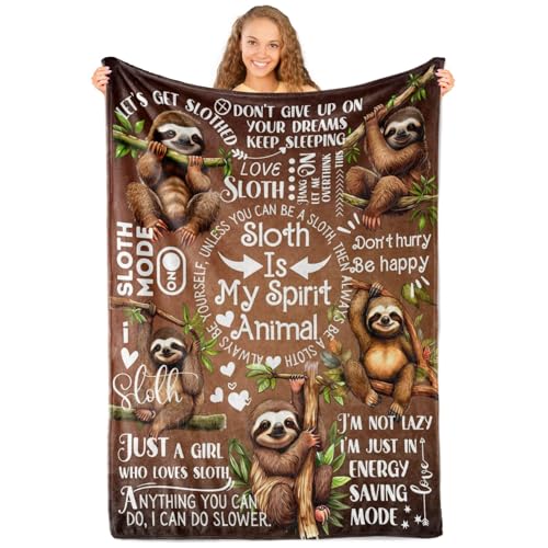 InnoBeta Sloth Gifts for Women, Sloth Throw Blanket, Sloth Flannel Blankets for Women, Girls, Teens, 50 x 65 Inches, Spirit Animal