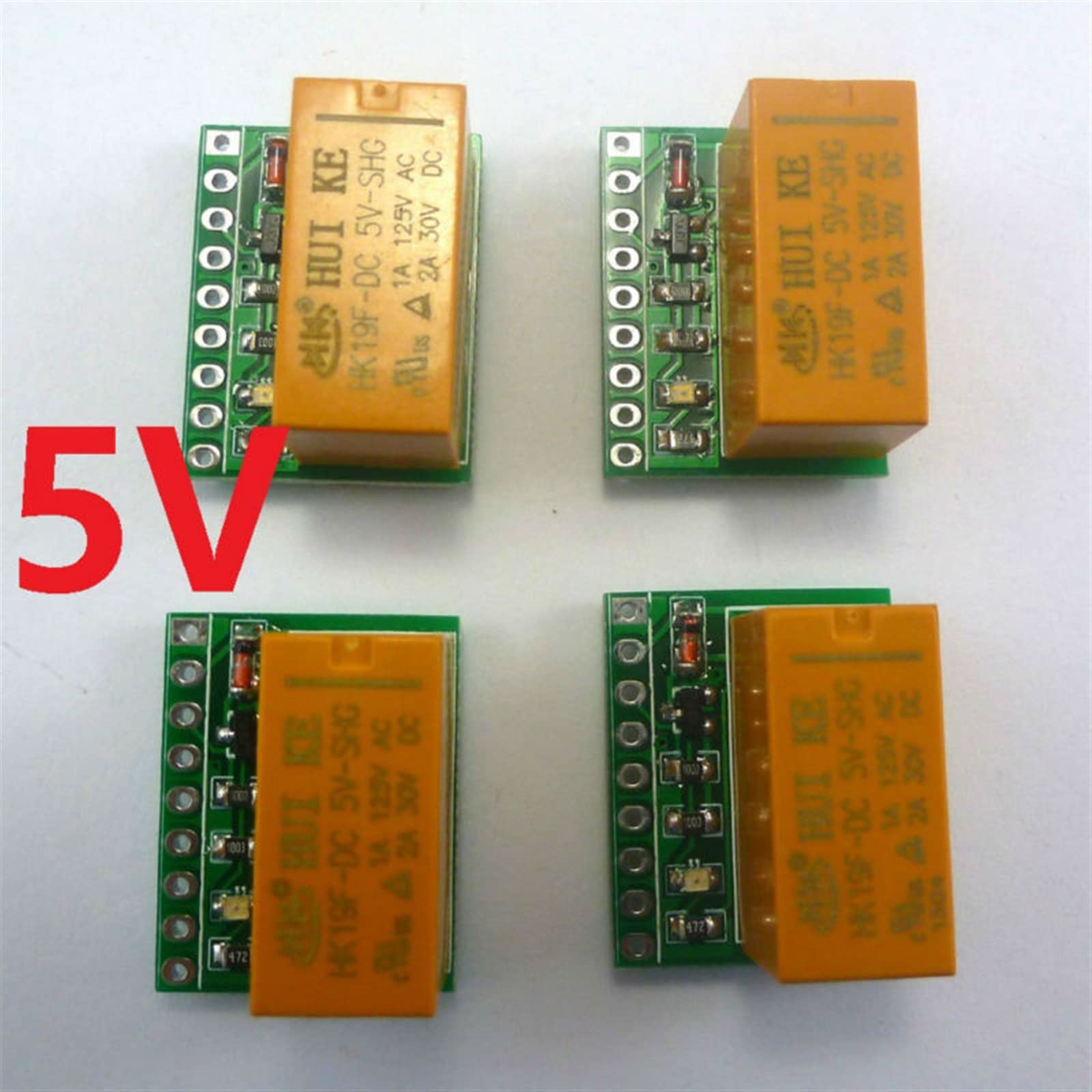 EWNICE 4 Pcs Mini Ultra-Light 1 Channel Relay Board for Motor reversing Polarity Reversal HK19F DC5V PCB Module