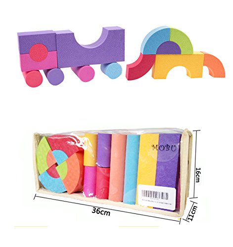 MOBU Foam Building Blocks for Toddlers 1-3, 50 PCS Educational Soft Building Blocks for Kids Playing Indoor Outdoor Bathroom Bathtub or Beach (Reusable Storage Bag)