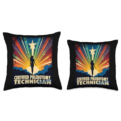CERTIFIED PHLEBOTOMY TECHNICIAN Gifts Certified Phlebotomy Technician Funny Female Hero Job Women Throw Pillow, 18x18, Multicolor