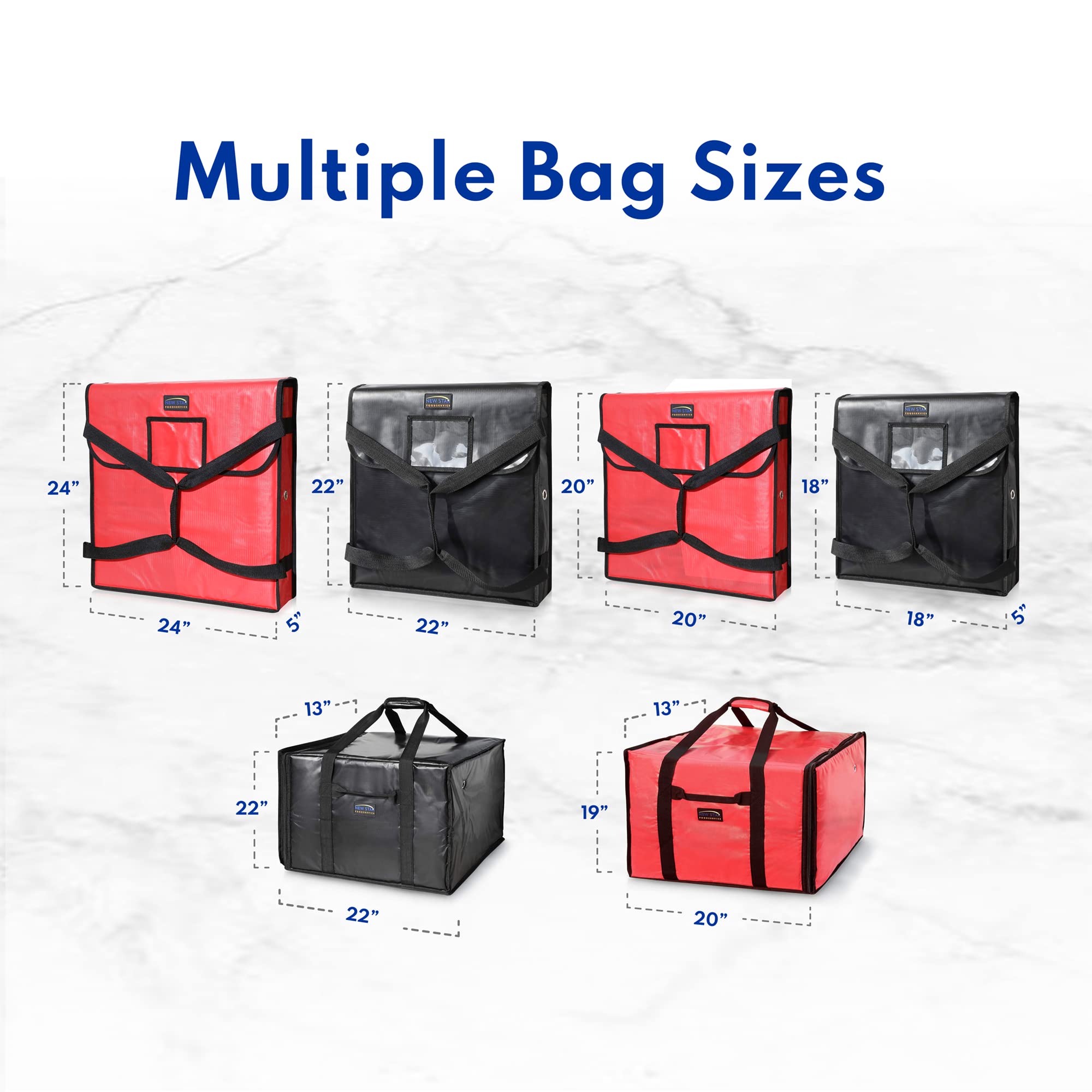 New Star Foodservice 51131 Insulated Pizza Delivery Bag, 24" by 24" by 5", Black