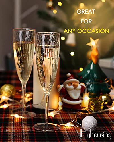 HyHousing 48 Plastic Champagne Flutes, Clear Disposable Plastic Champagne Glasses Reusable Wine Cocktail Cups for Home Daily Life Party Wedding Toasting Drinking Birthday(6 oz)