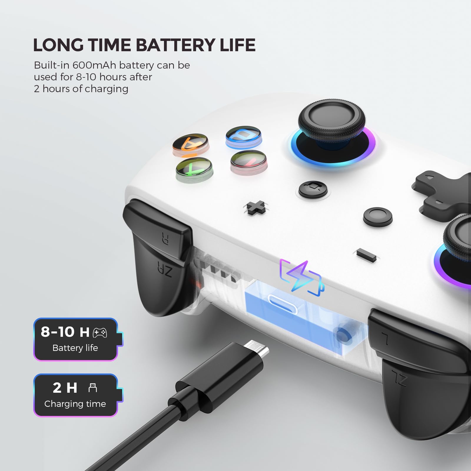 ECHTPower Switch Pro Controller, Wireless Switch Controllers with LED Light/Macro Buttons, Switch Turbo Controller with Dual Vibration/6 Axis Gyro, Pro Controllers for Switch/Lite/OLED