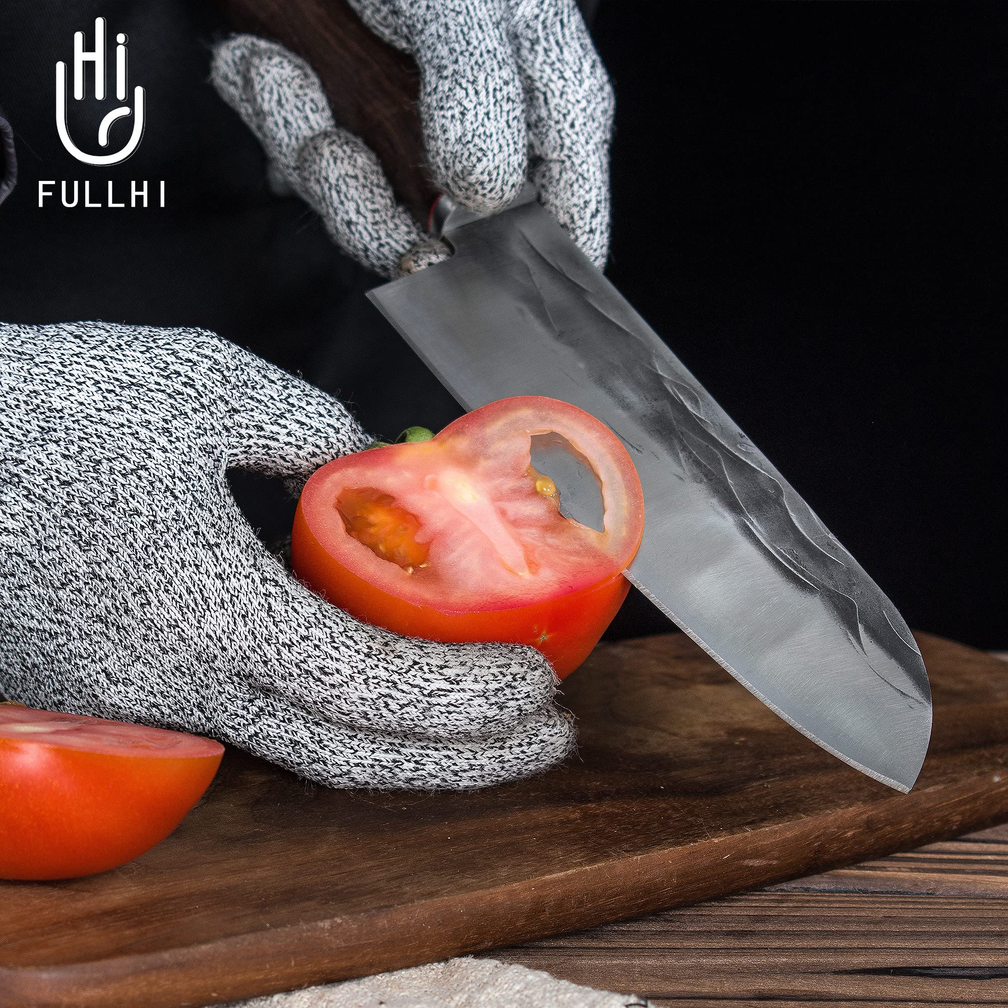 FULLHI 11pcs hand forged Chef Knife Set High Carbon Steel Cleaver Kitchen Knife Vegetable Cleaver Home BBQ Camping with Knife Bag