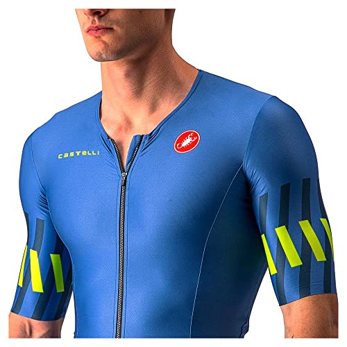 Castelli Free Speed 2 Race Top - Men's Cobalt Blue/Elecrtic Lime, L