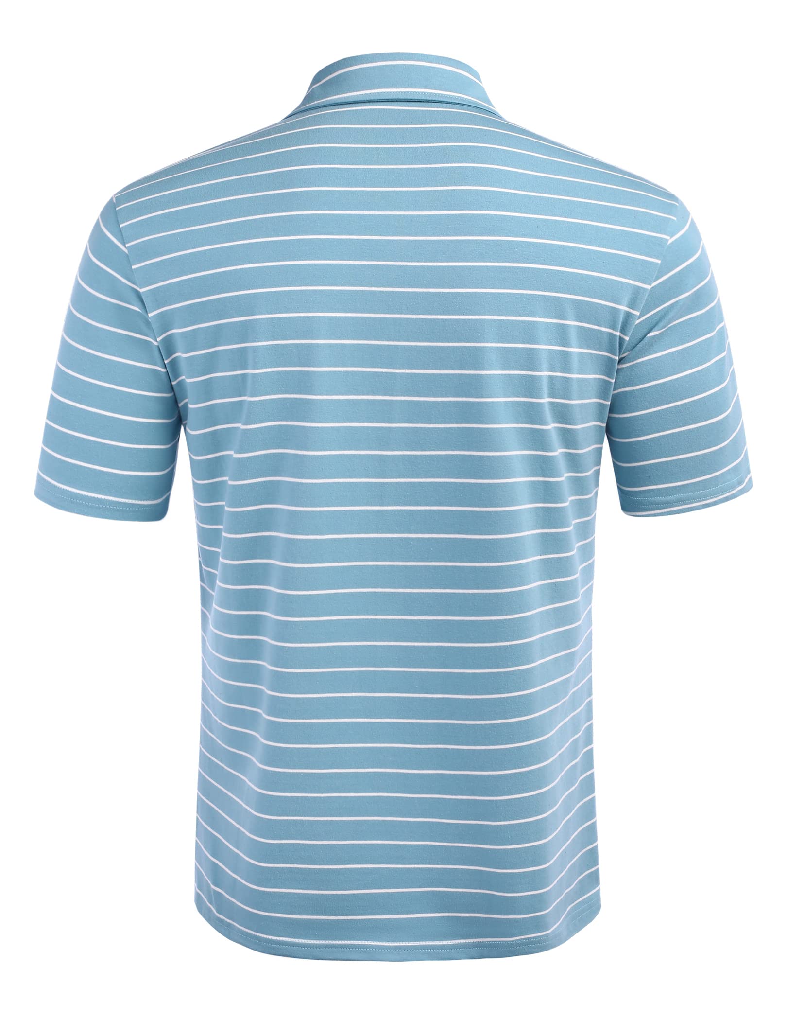COOFANDY Men's Striped Polo Shirts Lightweight Golf Shirts Performance Polo T-Shirts,Gray Blue,X-Large