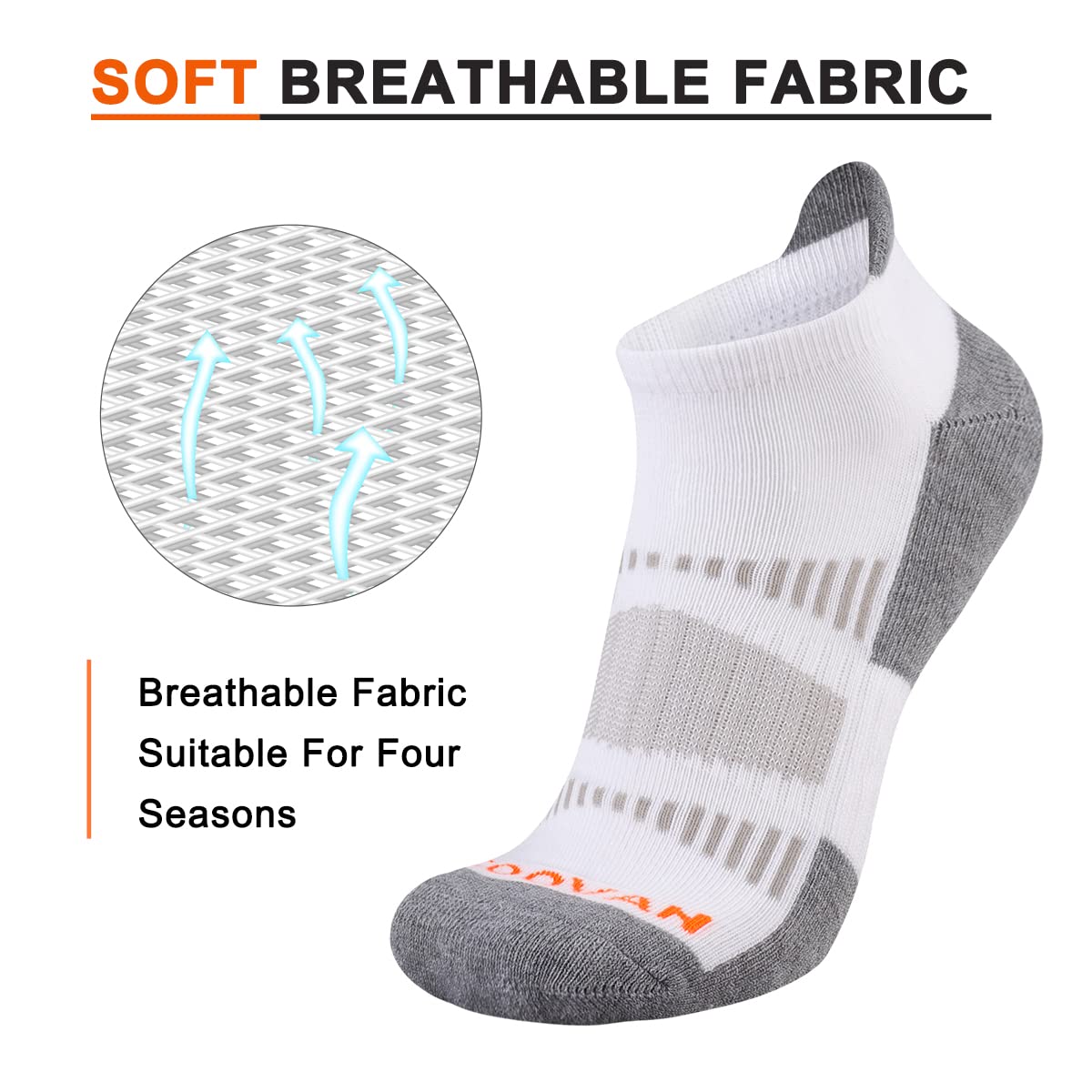 COOVAN 7 Pairs Mens Ankle Socks Athletic Low Cut Running Breathable Cushion Tab Socks