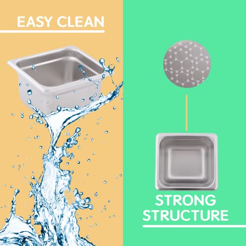 ERUPTA 6 Pack 1/6 Size Steam Table Pan Cover, Stainless steel Commercial Steam table pan Lids, 4" Deep NSF Pan Cover with Handle for Restaurant Hotel Commercial - Food Storage Containers Covers