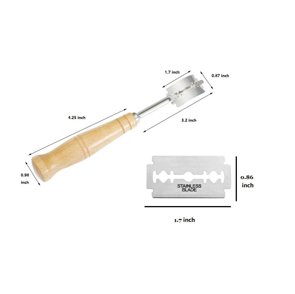 Premium Hand Crafted Bread Lame with 5 Replaceable Blades Dough Making Slasher Tools for Scoring Sourdough Bread Easily - Super Sharp and Durable Razors with Authentic Leather Protective Cover