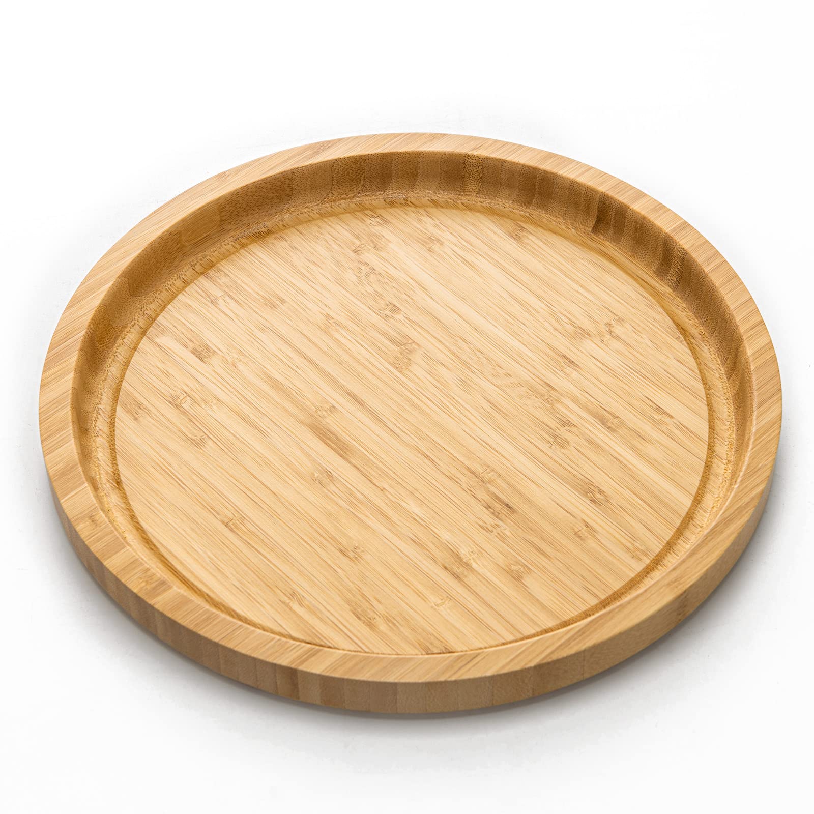 Dranixly Serving Tray, Round Bamboo Tray Beautiful Round Decorative Wood Tray for Kitchen Dining Room Coffee Table, Suitable for Storage and Display (9.8 inch)