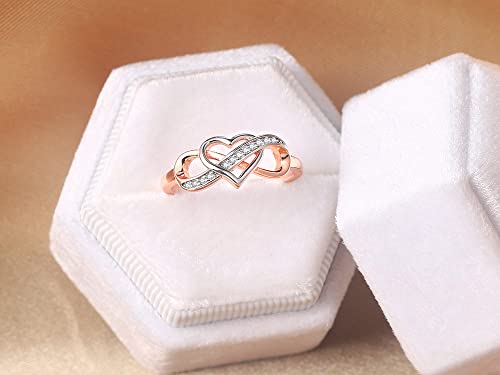 Drahwal Infinity Love Band Ring,Celtic Love Knot Symbol Forever Endless Promise Ring Wedding Engagement Band for Women