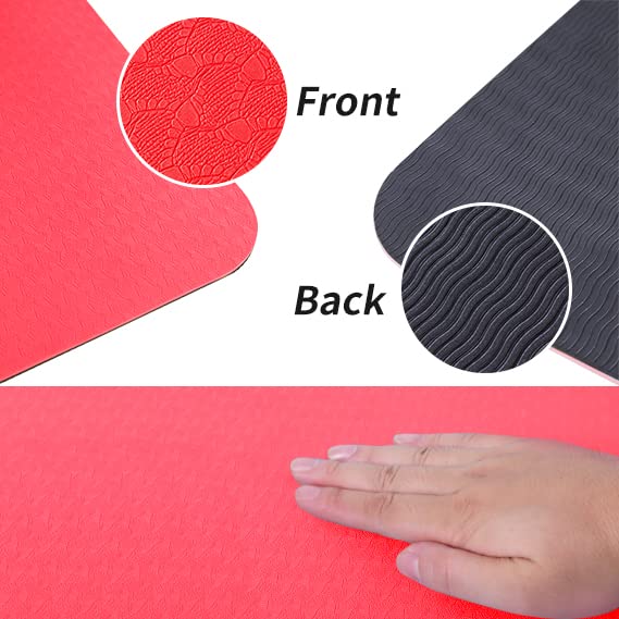 Eco-Friendly Fitness Waterproof Non Slip Workout Yoga Mats 1/4" Thickness (RED)
