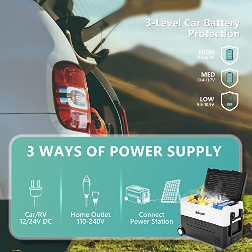 EUHOMY 12 Volt Refrigerators, -4℉~68℉, 48 Quart Portable Freezer Electric Cooler 12/24V DC & 120-240V AC, Removable Divider, Car Fridge For Car, RV, Camping, Travel, Fishing, Outdoor or Home.