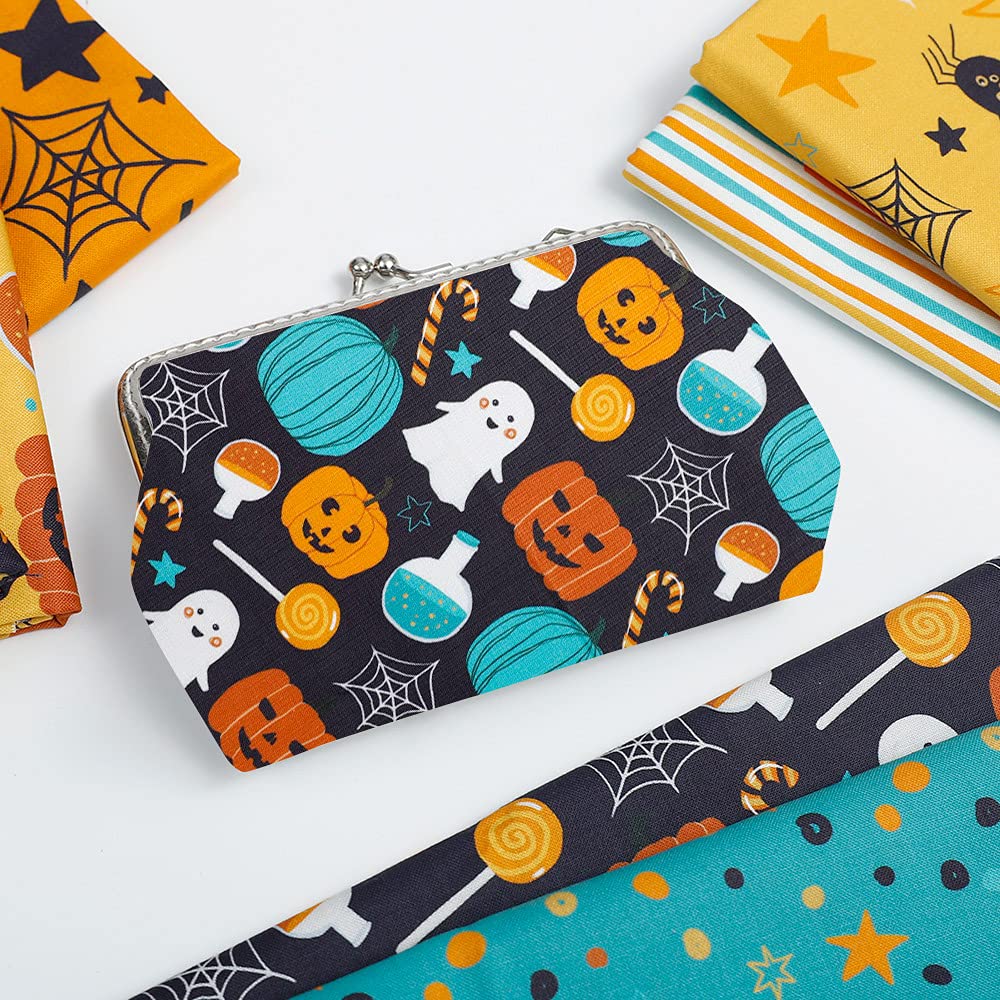 CEYOU Zyoug 8pcs 18 x 22 inches (45 x 55 cm) 100Percent Cotton Fabric, Precut Fat Quarter Fabric Bundles with Multi-Color and Different Pattern for Quilting Patchwork, DIY Craft (Halloween Pattern )