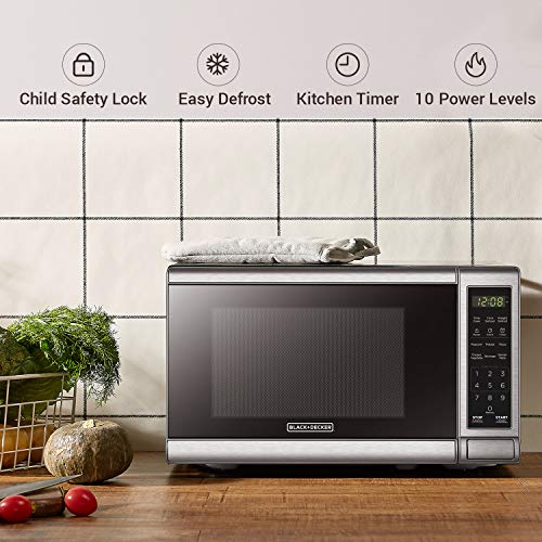 EUHOMY Mini Fridge with Freezer, 3.2 Cu.Ft Compact Refrigerator with freezer, 2 Door Mini Fridge & BLACK+DECKER EM720CB7 Digital Microwave Oven with Turntable Push-Button Door, Child Safety