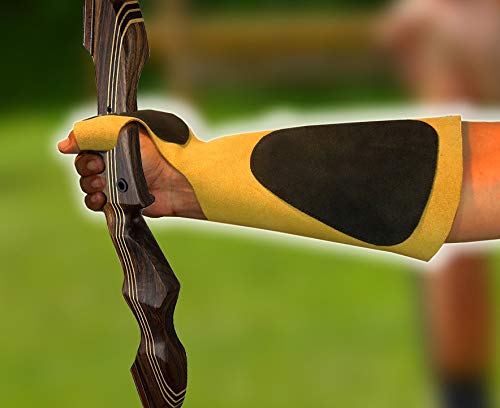 Carol Traditional Archery Shooting Glove ARM Guard Suede Leather HL#310A Brown. R/H